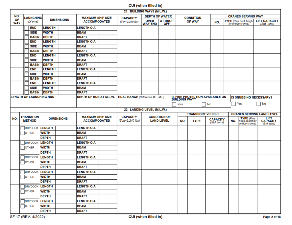 SF 17 Form – Facilities Available for the Construction or Repair of ...