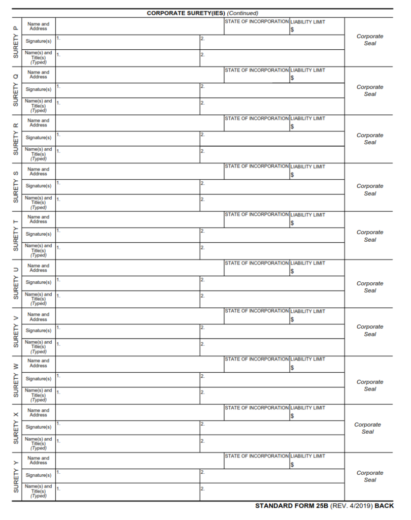 SF 25B Form – Continuation Sheet for Standard Forms 24, 25 and 25A | SF ...