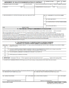 SF 30 Form – Amendment of Solicitation/Modification of Contract | SF Forms