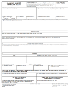 SF 95 Form – Claim for Damage, Injury, or Death | SF Forms