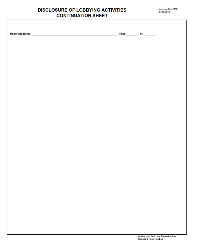 SF LLLA Form – Disclosure of Lobbying Activities Continuation Sheet ...