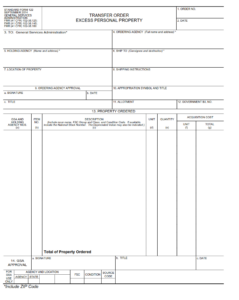 SF 122 Form – Transfer Order Excess Personal Property | SF Forms
