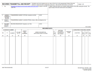 SF 135 Form – Records Transmittal and Receipt | SF Forms