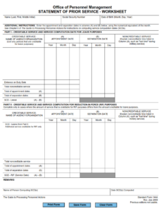 SF 144A Form – Statement of Prior Service – Worksheet | SF Forms