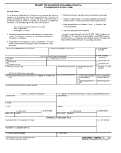 SF 152 Form – Request for Clearance or Cancellation of a Standard or ...