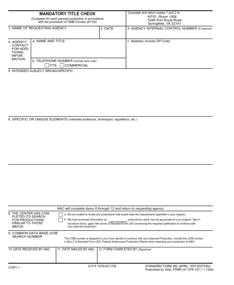SF 282 Form – Mandatory Title Check | SF Forms