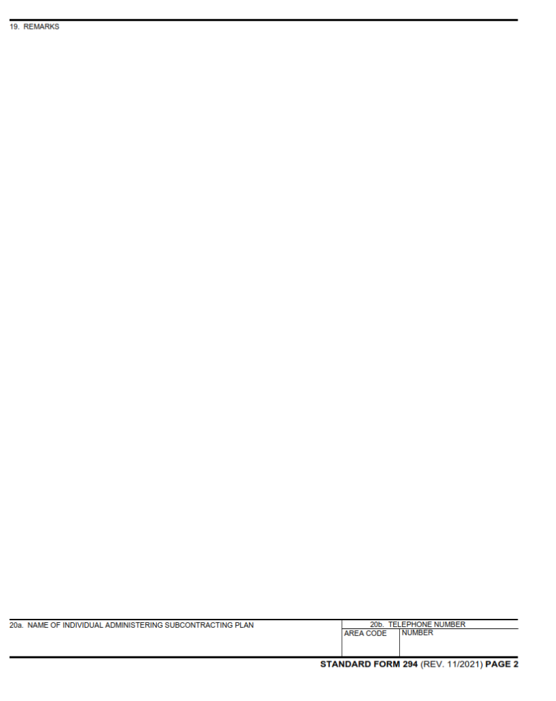 SF 294 Form – Subcontracting Report for Individual Contracts | SF Forms