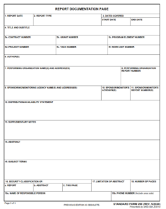 SF 298 Form – Report Documentation Page | SF Forms