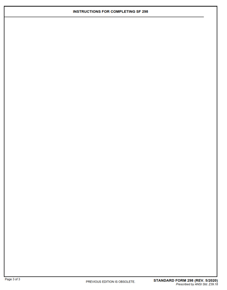 SF 298 Form – Report Documentation Page | SF Forms