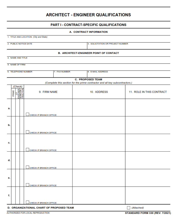 SF 330_SC Form – Extra Section C for SF330 Form | SF Forms