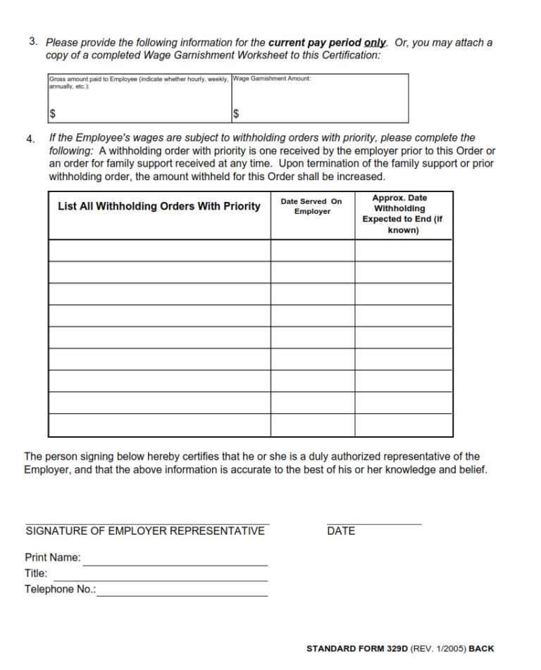SF Form 329D – Employer Certification | SF Forms