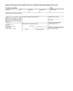 SF 1147 Form – Request for Issuance of Replacement Check Due to Error ...