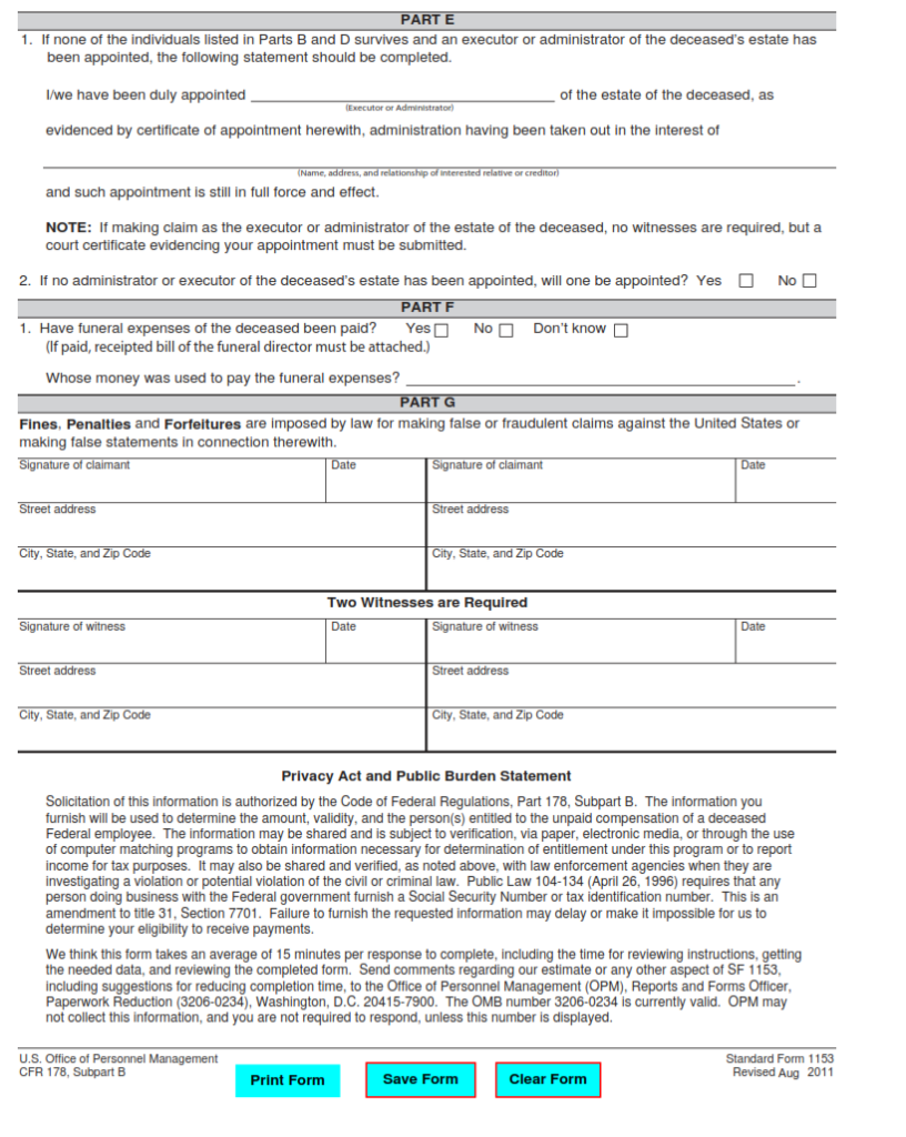 SF 1153 Form – Claim for Unpaid Compensation of Deceased Civilian ...