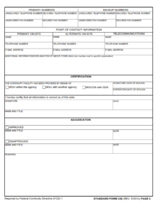 SF 336 Form – Continuity of Operations (COOP) — Continuity Facility ...