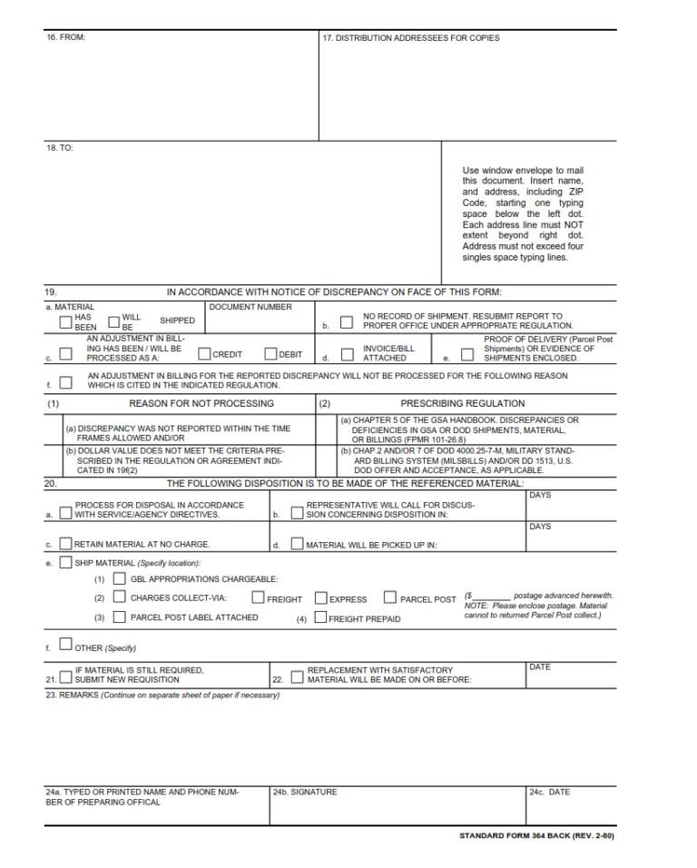 SF 364 Form – Report of Discrepancy (ROD) | SF Forms