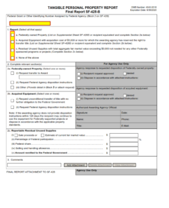 SF 428B Form – Tangible Personal Property Report – Final Report | SF Forms