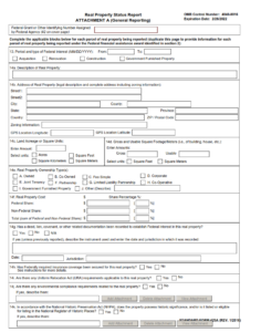 SF 429A Form – Real Property Status Report – Attachment A – General ...