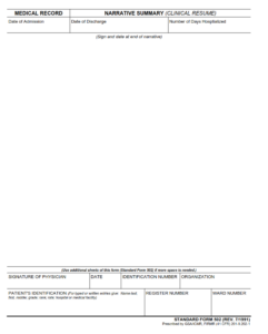 SF 502 Form – Medical Record – Narrative Summary (Clinical Resume) | SF ...