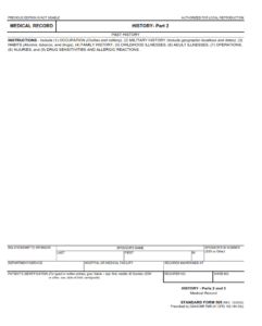 SF 505 Form – Medical Record – History – Parts 2 and 3 | SF Forms