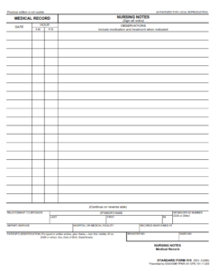 SF 510 Form – Medical Record – Nursing Notes | SF Forms