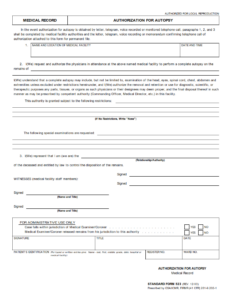 SF 523 Form – Medical Record – Authorization for Autopsy | SF Forms