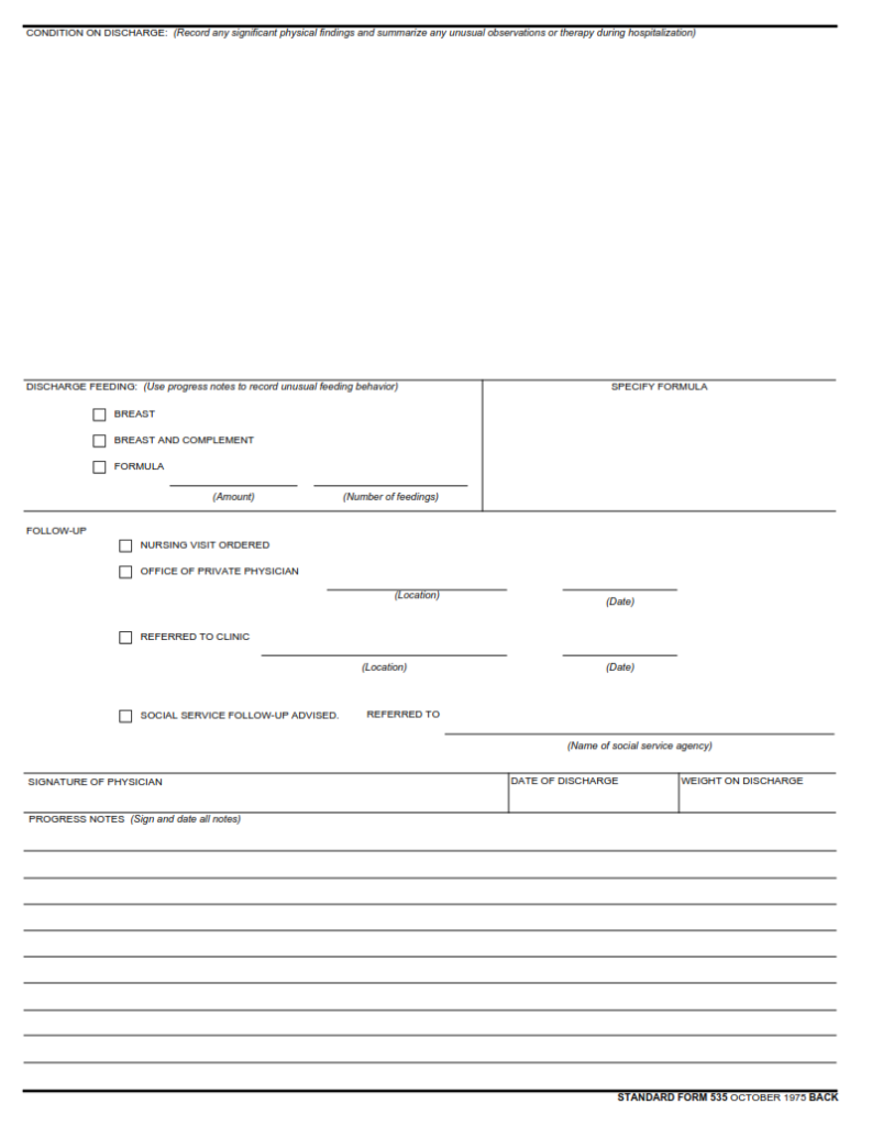 SF 535 Form – Clinical Record – Newborn | SF Forms