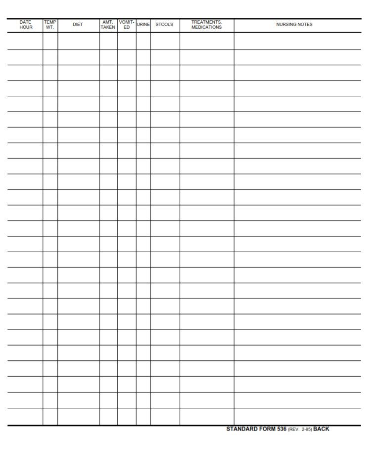SF 536 Form – Medical Record – Pediatric Nursing Notes | SF Forms