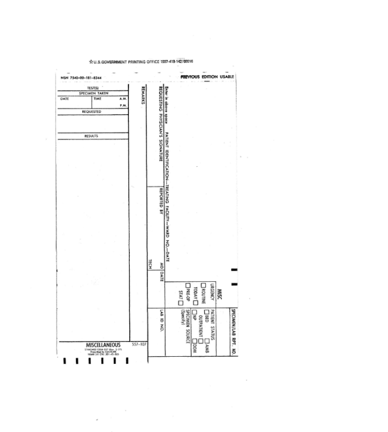 SF 557 Form – Medical Record – Miscellaneous | SF Forms