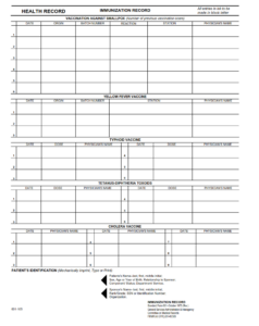 SF 601 Form – Immunization Record | SF Forms