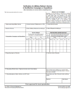 SF 813 Form – Verification of a Military Retiree’s Service in Non ...