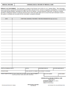 SF Form 600 – Chronological Record of Medical Care | SF Forms