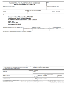 SF 1186 Form – Transmittal for Transportation Schedules and Related ...