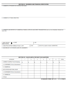 SF 1407 Form – Pre-Award Survey of Prospective Contractor (Financial ...